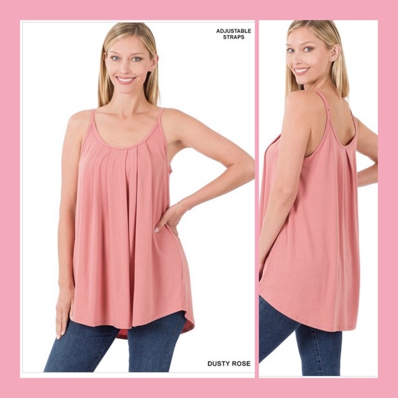 Zenana Outfitters | Tops | Pleated Spaghetti Cami With Adjustable ...